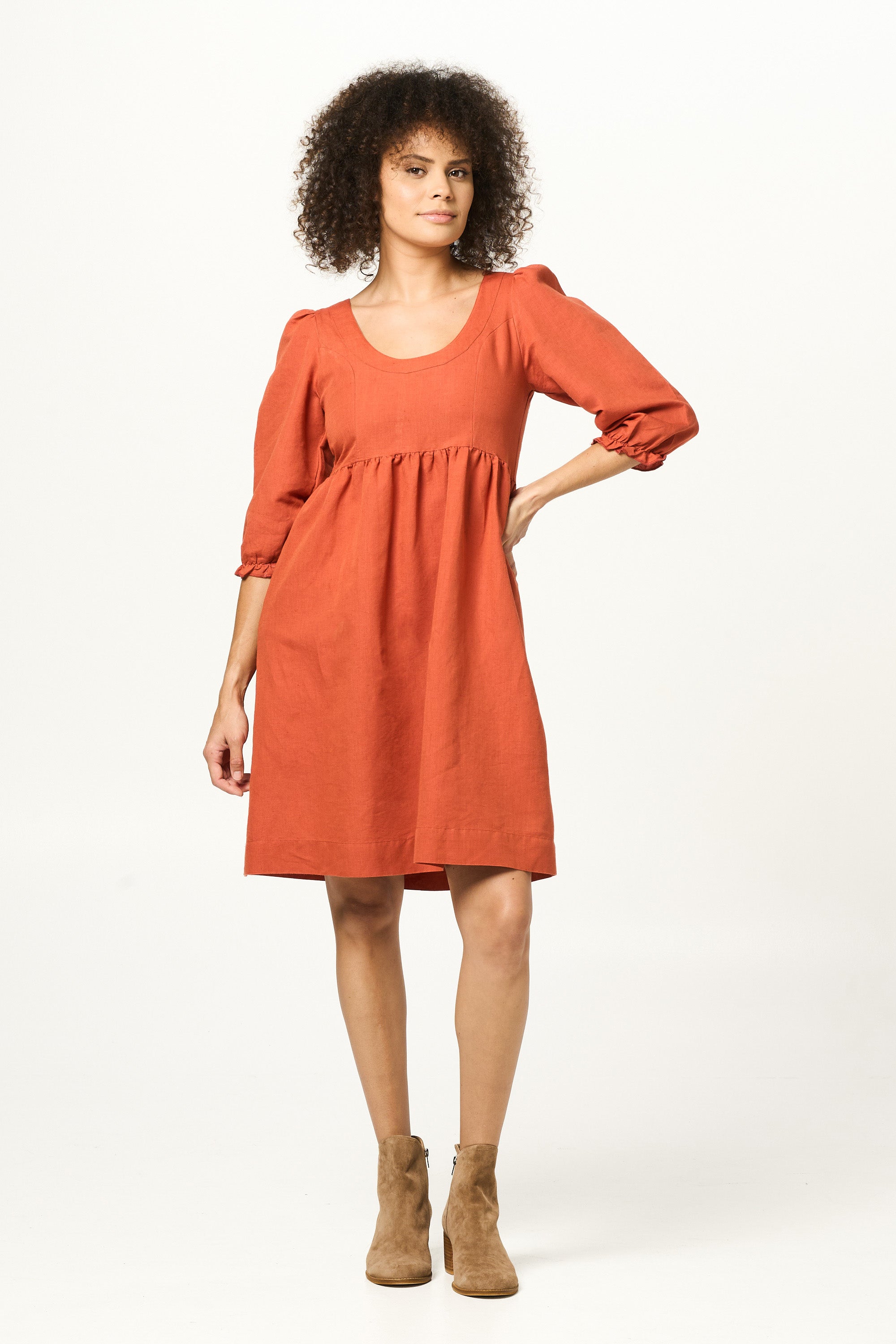 Dress Sharini - Pink Clay Cotton Linen Blend – Cotton Diva